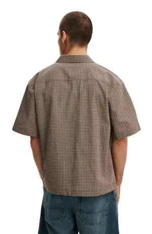 COTTON ON Darcy Short Sleeve Shirt - Choc Mini Check