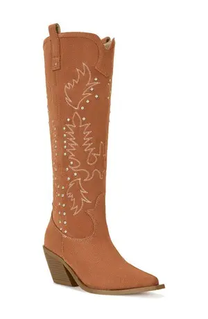 AZALEA WANG Beckett Pointed Toe Knee High Western Boot