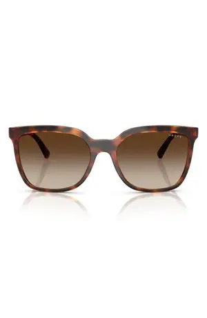 VOGUE 55mm Polarized Gradient Square Sunglasses Dark Havana