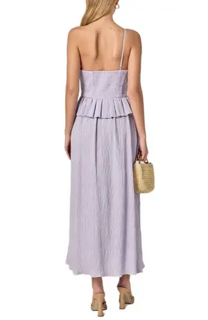 English Factory Pleated Ruffle Strapless Maxi Dress - Lavender