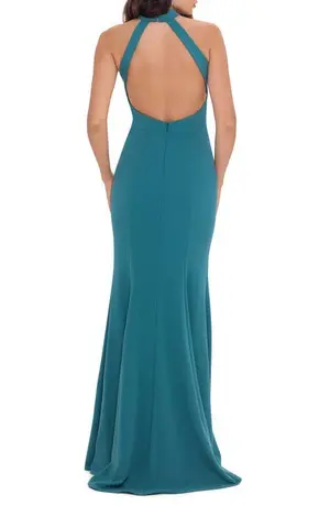 XSCAPE EVENINGS Halter Neck Open Back Gown