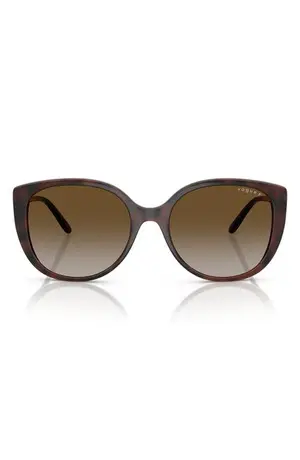 VOGUE 55mm Polarized Gradient Butterfly Sunglasses - Dark Havana