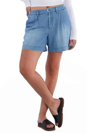 BILLY T Pleated Chambray Shorts