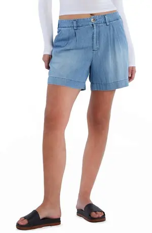 BILLY T Pleated Chambray Shorts