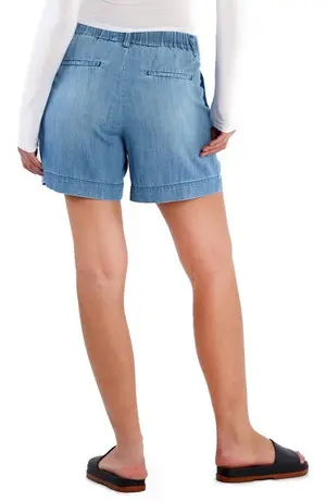 BILLY T Pleated Chambray Shorts