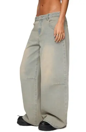 EDIKTED Santi Low Rise Wide Leg Jeans - Light-blue