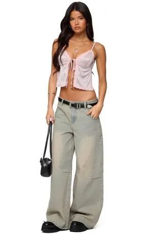 EDIKTED Santi Low Rise Wide Leg Jeans - Light-blue