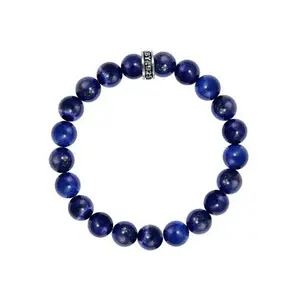 KING BABY STUDIO 10mm Lapis Lazuli Beaded Bracelet With Logo Ring