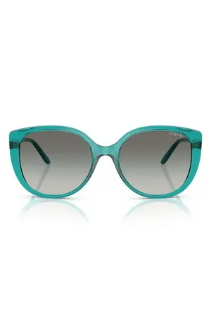 VOGUE 55mm Polarized Butterfly Sunglasses - Aqua/ Grey Gradient