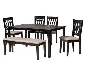 BAXTON STUDIO Florencia Fabric And Wood 6-piece Dining Set - One-color