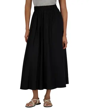 POINT Panel Linen Blend Skirt - Black