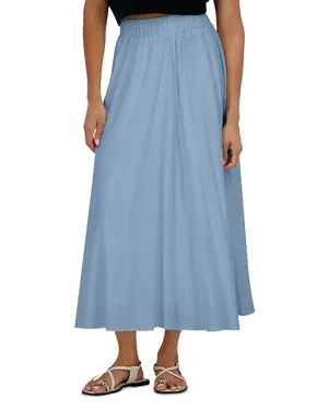 POINT Panel Linen Blend Skirt - Blue
