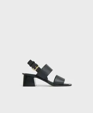 MANSUR GAVRIEL Double Strap Heeled Sandal - Black