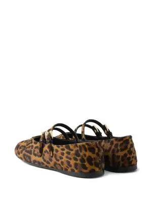 Prada Leopard-print Ballet Flats - Brown