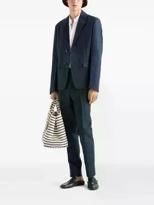 Prada Single-breasted Linen Blazer - Blue