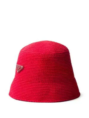 Prada Crocheted Bucket Hat - Red