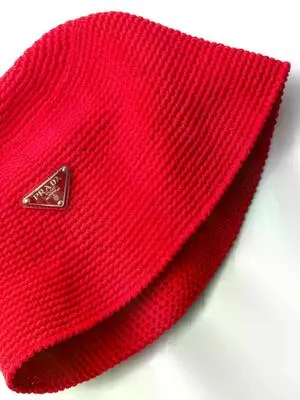 Prada Crochet Bucket Hat - Red