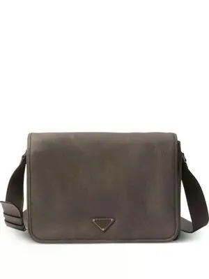 Prada Leather Messenger Bag - Grey