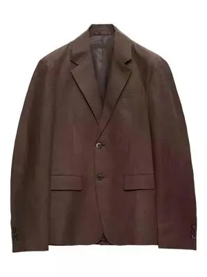 Prada Single-breasted Linen Blazer - Brown