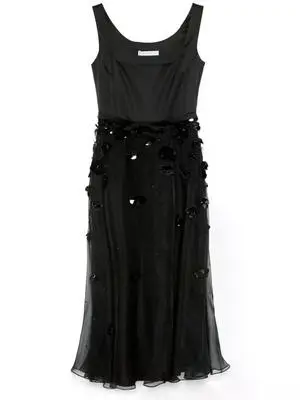 Viktor & Rolf Embroidered A-line Maxi Dress - Black