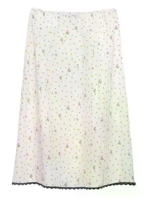 Prada Floral-print Skirt - White