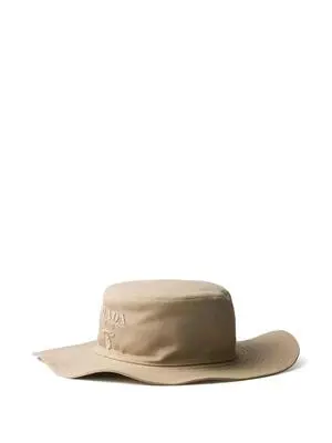 Prada Wide-brimmed Drill Hat - Neutrals