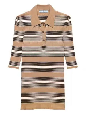 Prada Cotton Ribbed Polo Shirt - Neutrals