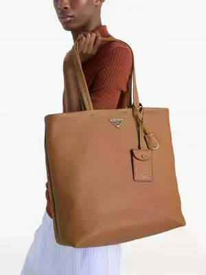 Prada Logo-plaque Tote Bag - Brown