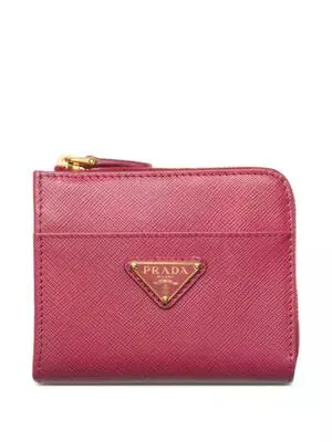 Prada Small Logo-triangle Wallet - Pink