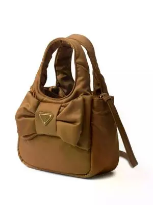 Prada Re-nylon Mini Bag With Bow Detail - Brown