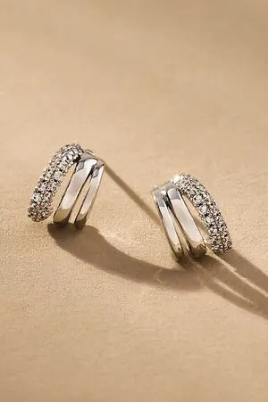 LUV AJ Multi Piercg Huggie Hoop Earrgs - Silver