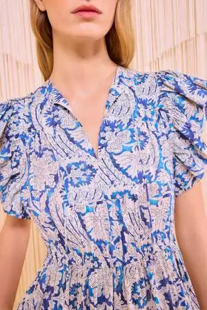 Ulla Johnson Kairi Flutter Sleeve Midi Dress - Ciel