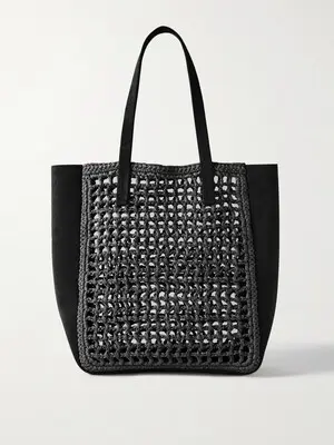 Khaite Zoe Small Leather And Raffia Tote - Black