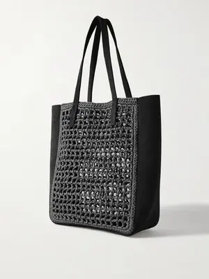 Khaite Zoe Small Leather And Raffia Tote - Black