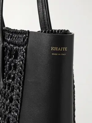 Khaite Zoe Small Leather And Raffia Tote - Black