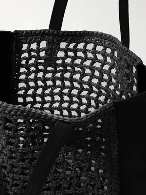 Khaite Zoe Small Leather And Raffia Tote - Black
