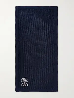 Brunello Cucinelli Logo-embroidered Knitted Silk Pocket Square