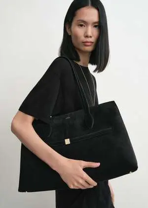 TOTEME Suede Lounge Tote - Black