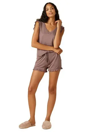 SOFTIES Ruffle Tank Top With Shorts Set - Driftwood