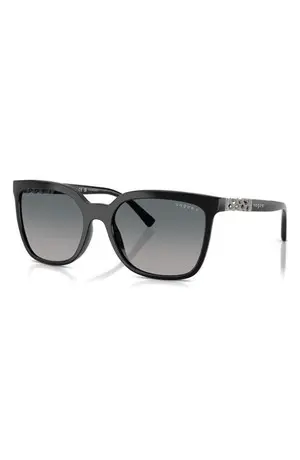 VOGUE 56mm Polarized Gradient Square Sunglasses - Black