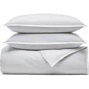 BOLL & BRANCH Framed Percale Duvet Cover & Shams Set Sky/white