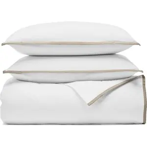 BOLL & BRANCH Framed Percale Duvet Cover & Shams Set - White/ Oak