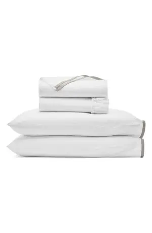 BOLL & BRANCH Framed Percale Sheet Set White/pewter