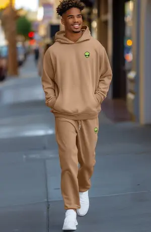 DALIX Relaxed Fit Fleece Sweatsuit - Camel