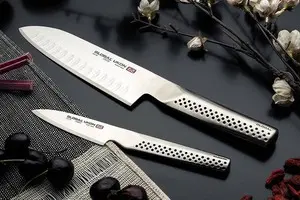 GLOBAL Ukon 3 Piece Knife Set, 3.5" Paring, 6" Serrated Utility