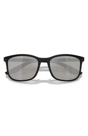 Prada 56mm Pillow Sunglasses - Matte Black/grey Silver