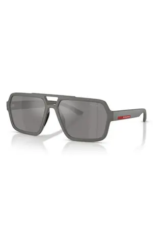 Prada 59mm Pilot Sunglasses - Grey Mirror Silver