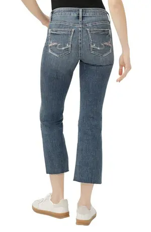 SILVER JEANS CO. Suki Curvy Raw Hem Mid Rise Kick Flare Jeans - Glory