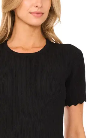 Ted Baker London Ribbed Short Sleeve Sweater - Rich Black