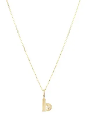 Adina Reyter Groovy Diamond Initial Charm Necklace Yellow Gold - B